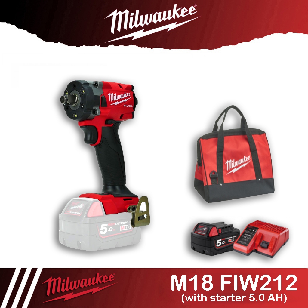 Milwaukee M18 FIW212 บล็อกแบตเตอรี่ไร้สาย ขนาด 4 หุน แรงบิดสูงสุด 339NM ...