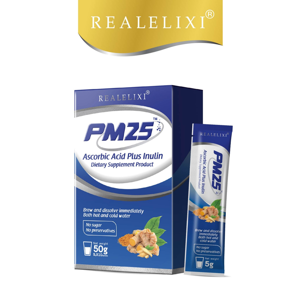Real Elixir Ascorbic Acid Plus Inulin PM25 1 กล่อง | Shopee Thailand