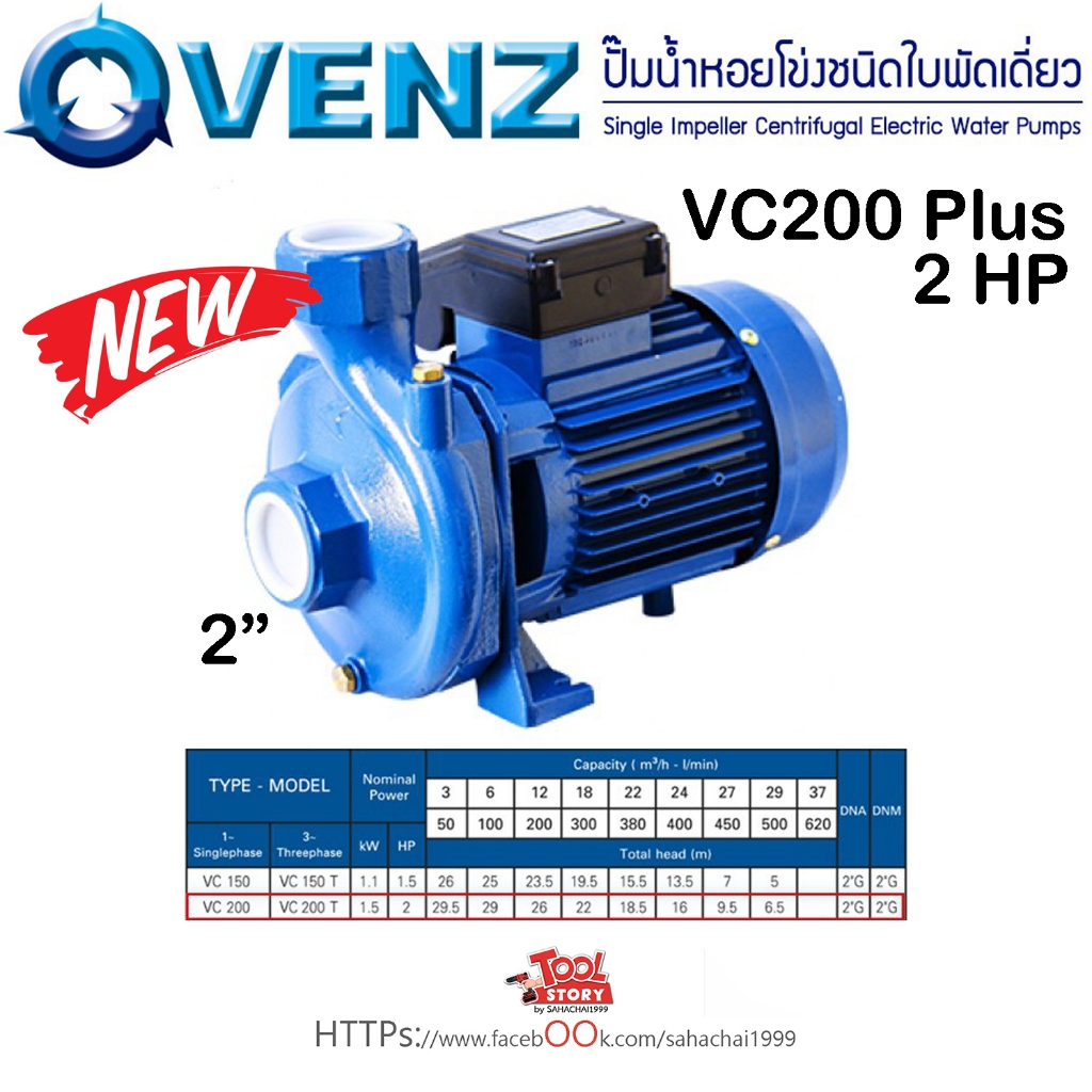 Venz VC200 Plus ปั้มน้ำ ขนาด 2นิ้ว 2แรงม้า 220 โวลต์ รุ่นส่งน้ำไกล น้ำ ...