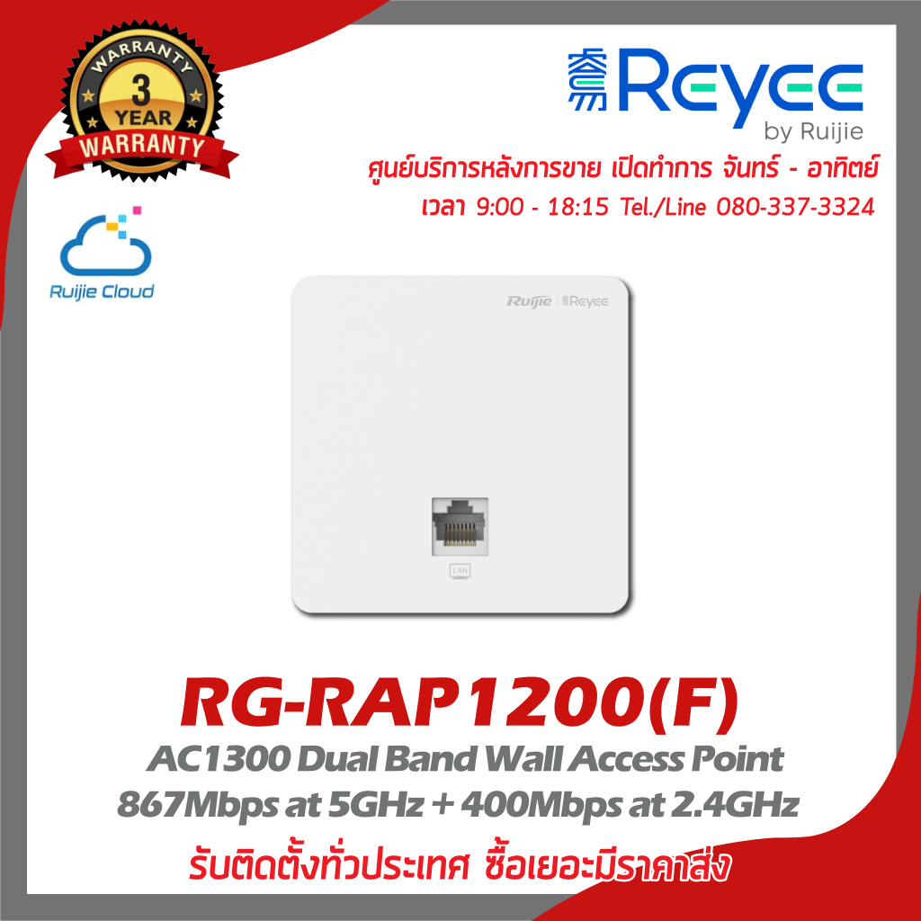สวิตซ์ รุ่น RG-RAP1200(F) AC1300 Dual Band Access Point ติดผนัง 867Mbps ...