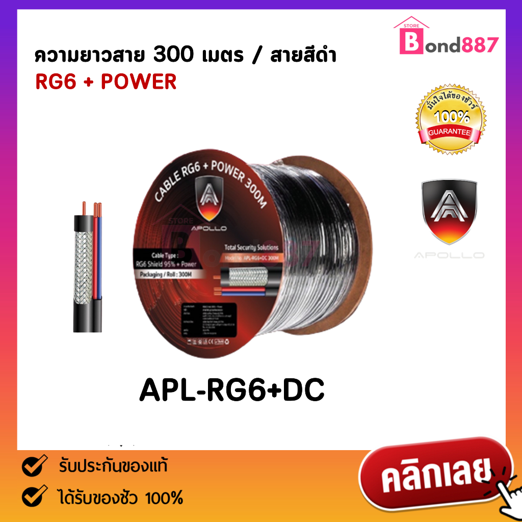สาย RG6 + Power Line ความยาว 300 เมตร พร้อมสายไฟในเส้นเดียวกัน | Shopee ...