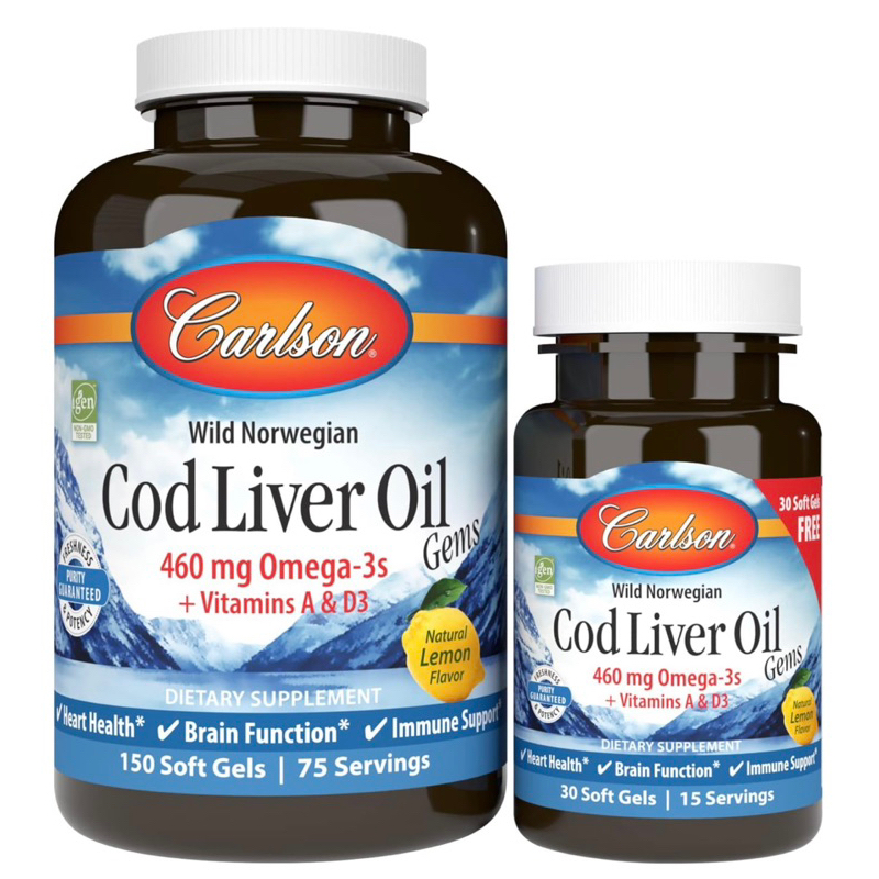 Carlson - Cod Liver Oil - Wild Caught Norwegian Arctic Cod Liver Oil ...