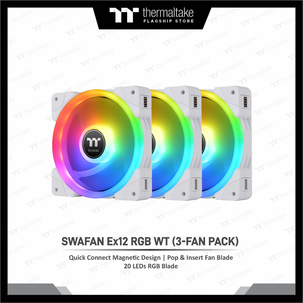 THERMALTAKE SWAFAN EX12 RGB PC Cooling Fan White TT Premium Edition (3 ...