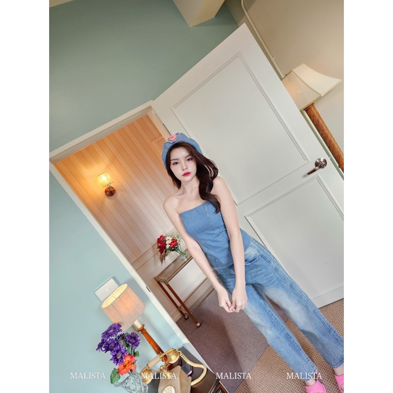 เกาะอกยีนส์ ป้าย Malista สม็อคหลัง | Shopee Thailand