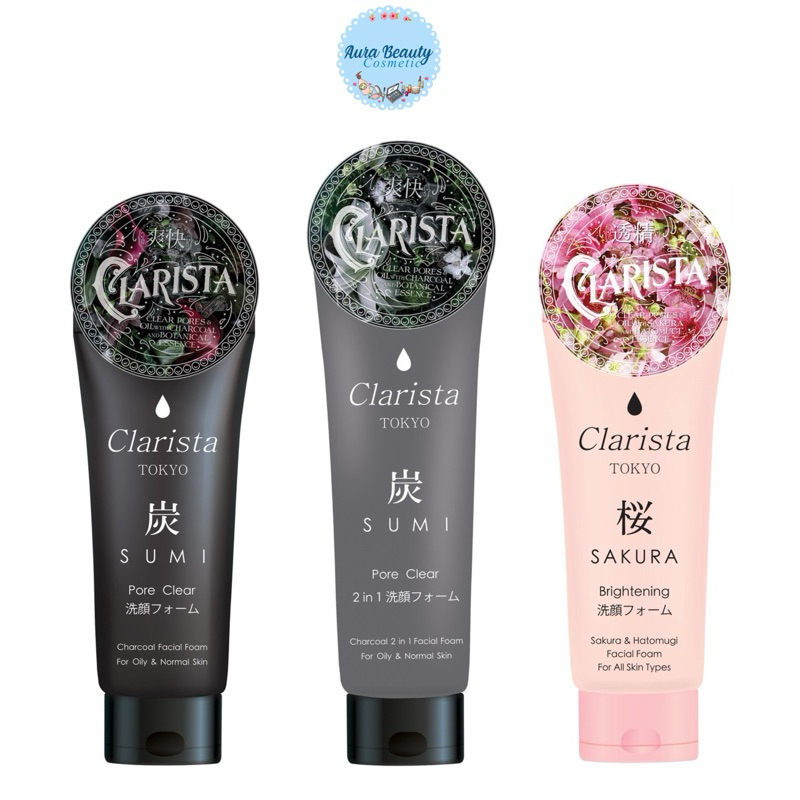 Clarista Tokyo Charcoal Facial Foam 130g / 2in1 Facial Foam 160g. โฟม ...