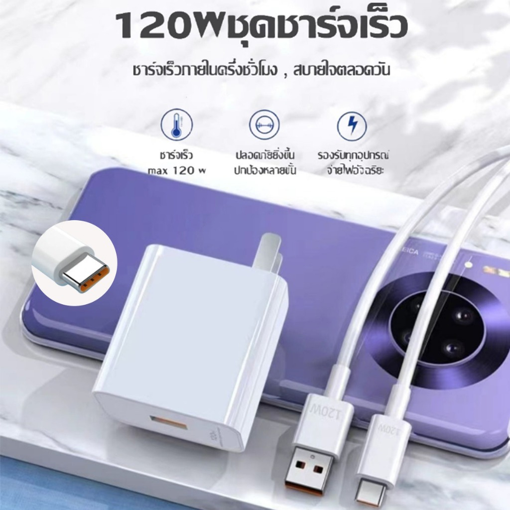 Xiaomi: สายชาร์จเร็ว 120W (สายชาร์จเร็ว+หัวชาร์จ) type c 6A ชาร์จไวขึ้น ...