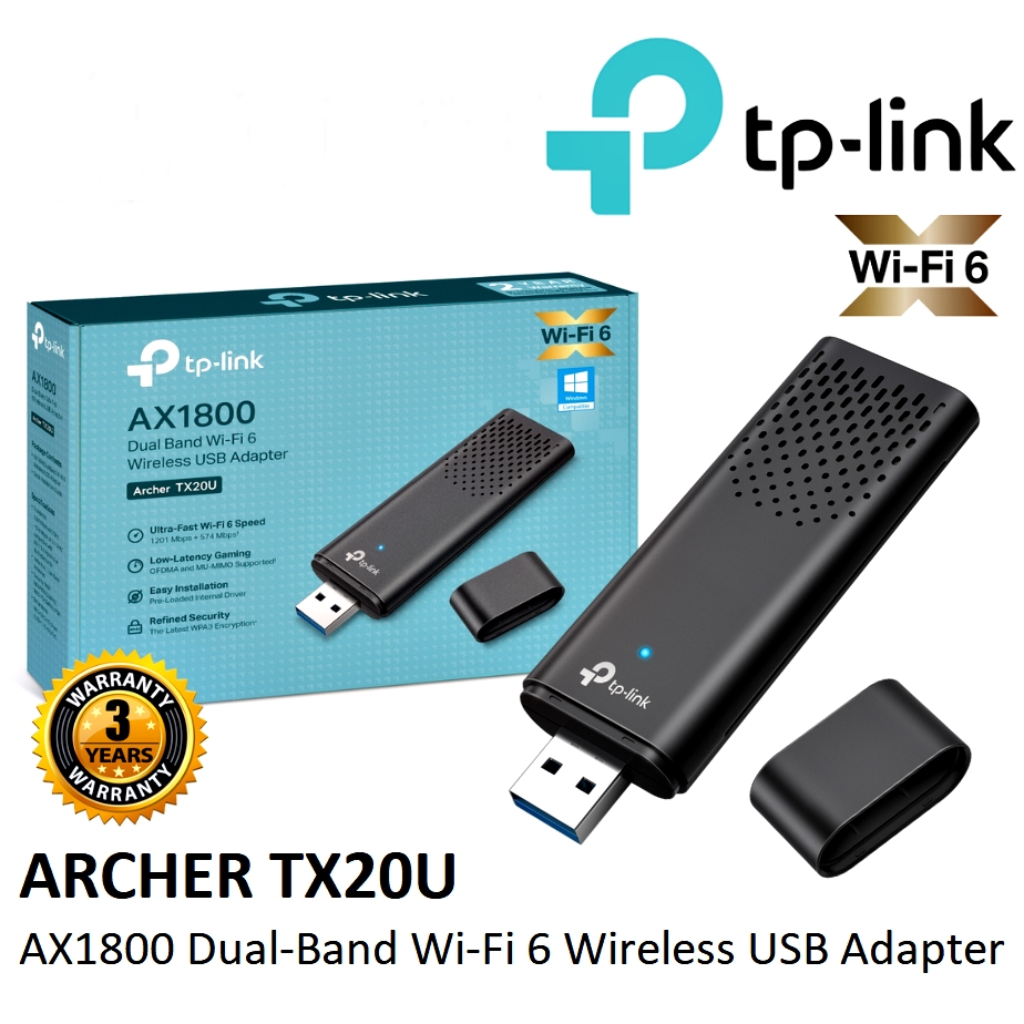 ตัวรับสัญญาณ TP-LINK (Archer TX20U) AX1800 Dual Band Wi-Fi 6 Wireless ...