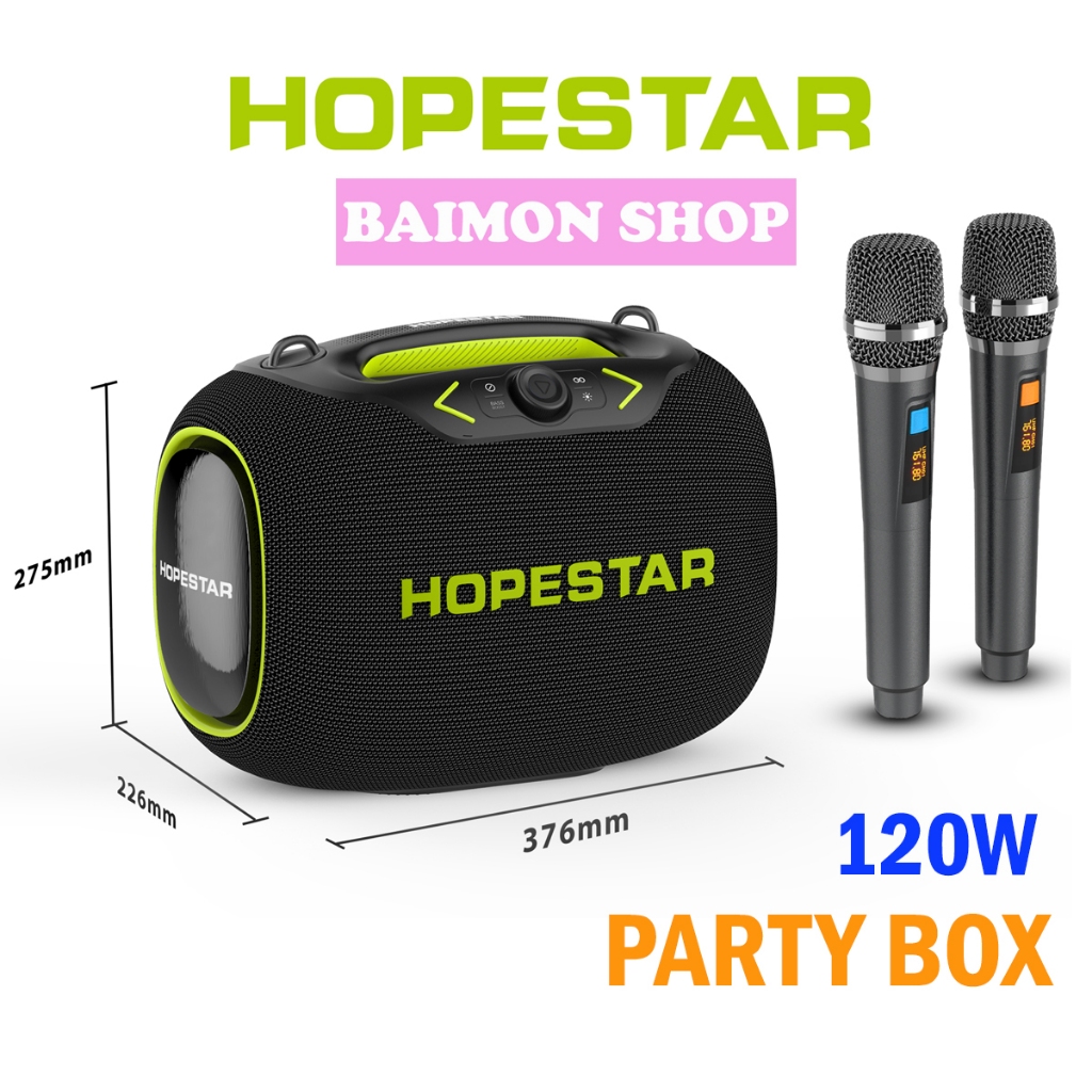 Hopestar Party BOX ลำโพงบลูทูธ 120 วัตต์ พร้อมไมค์ลอย2อัน ลำโพง3 ดอก ...