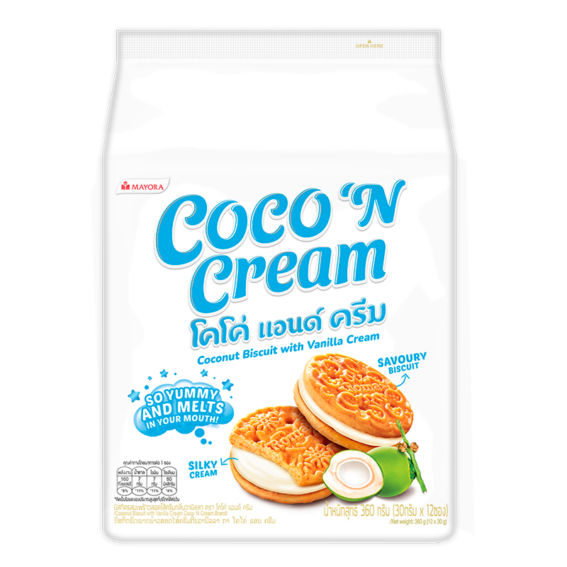 MAYORA Coco'N Cream โคโค่ แอนด์ ครีม 378 กรัม บิสกิตมะพร้าว สอดไส้ครีม ...