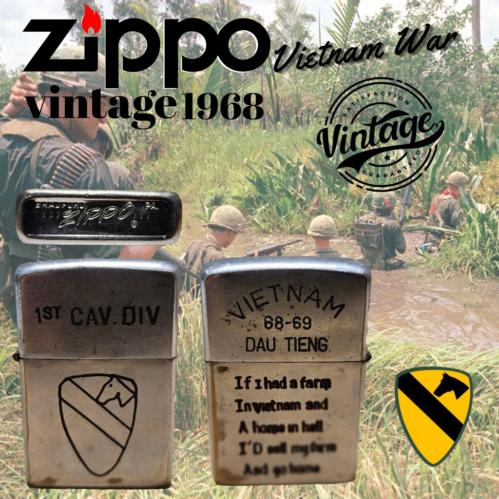 VINTAGE Zippo Vietnam 1968 DAU TIENG 68-69, 100% ZIPPO Original from USA, USED. Year 1968 ...