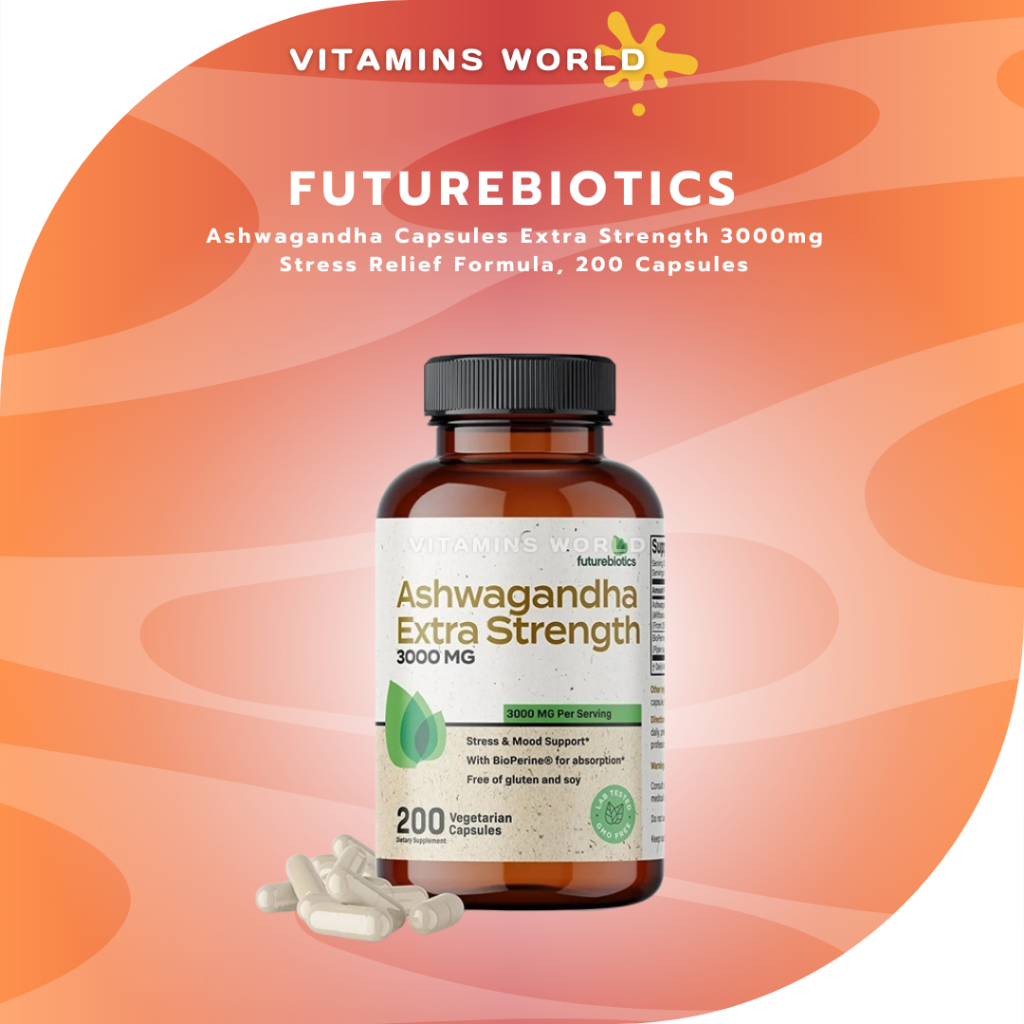 Futurebiotics Ashwagandha Capsules Extra Strength 3000mg - Stress ...