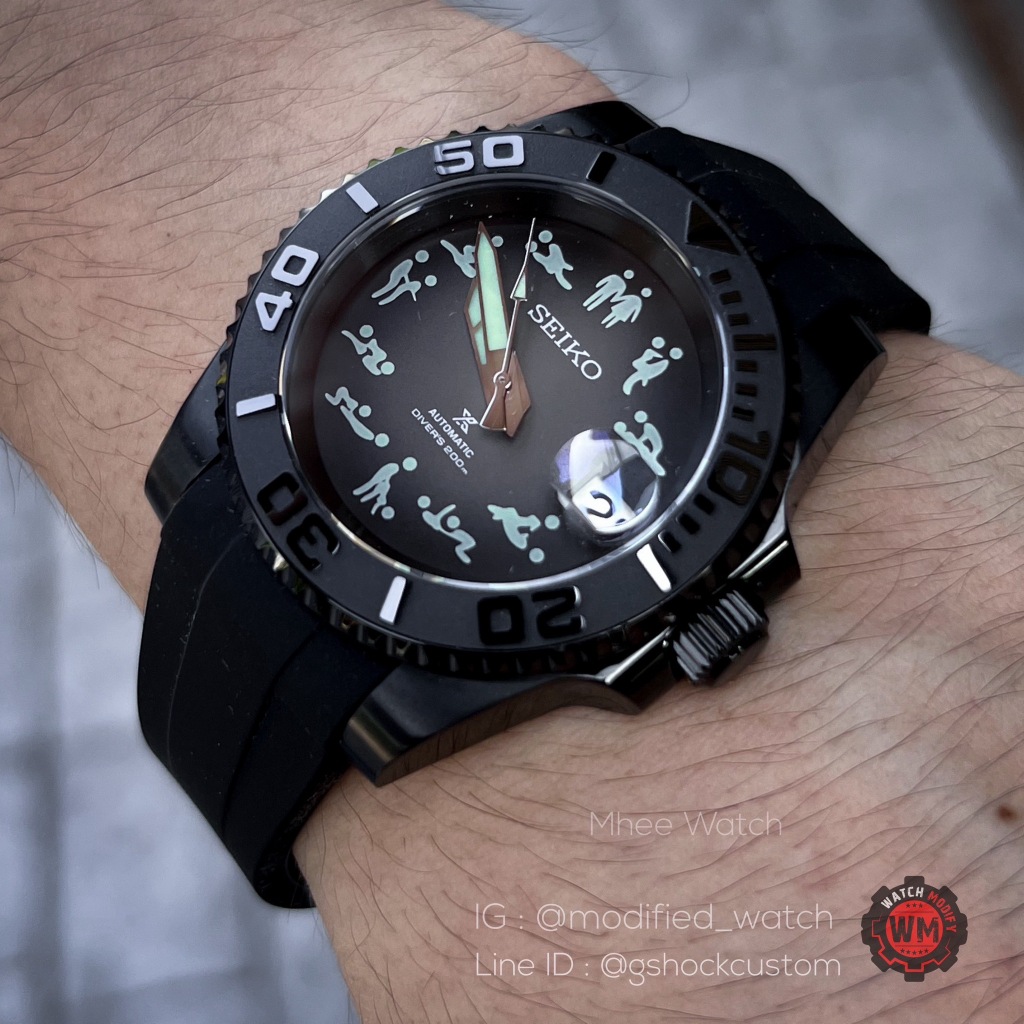 Seiko Mod Yacht Master Black Make Love Dial Rubber Strap | Shopee Thailand