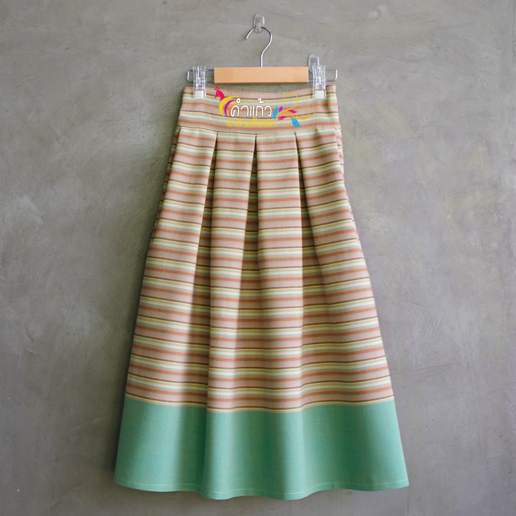 ผ้าฝ้ายพื้นเมือง รุ่นกระโปรงทวิสสีธรรมชาติFF226 | Shopee Thailand