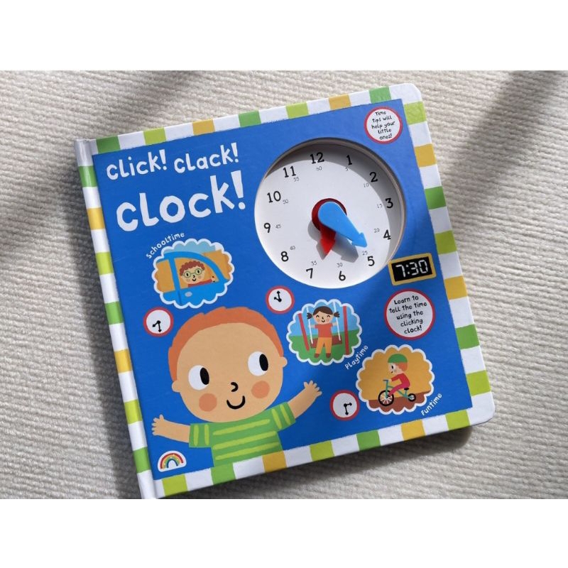 บอร์ดบุ๊ค หนังสือเด็กภาษาอังกฤษ Click Clack Clock นาฬิกาสอนเวลา บอกเวลา | Shopee Thailand