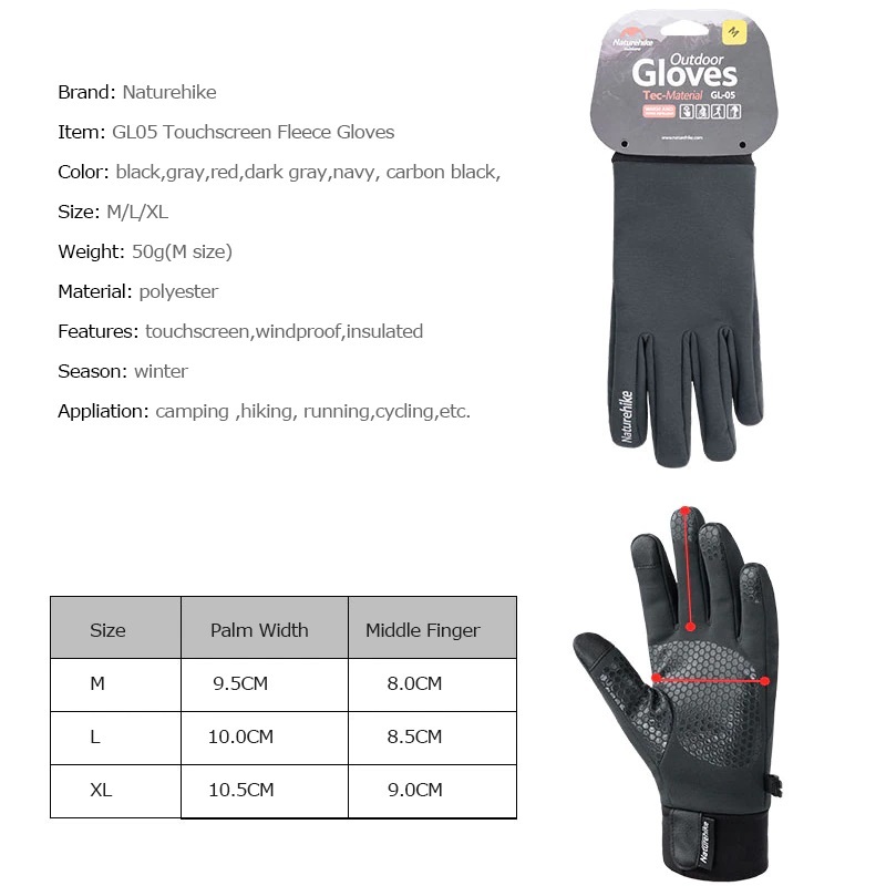 Naturehike GL05 Outdoor Touchscreen Gloves ถุงมือกันหนาว เหมาะกับ ...