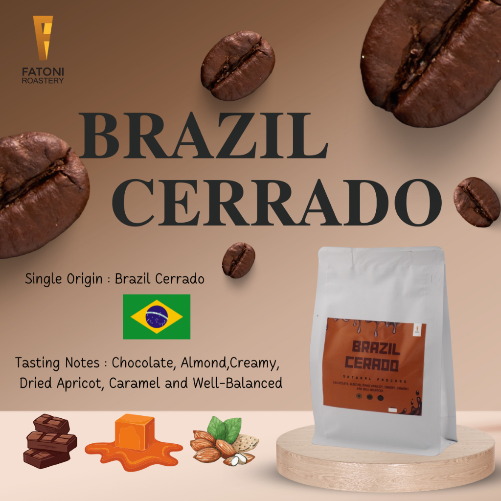Brazil Cerrado เมล็ดกาแฟคั่วบราซิล 1000 g | Fatoni Roastery | Shopee ...