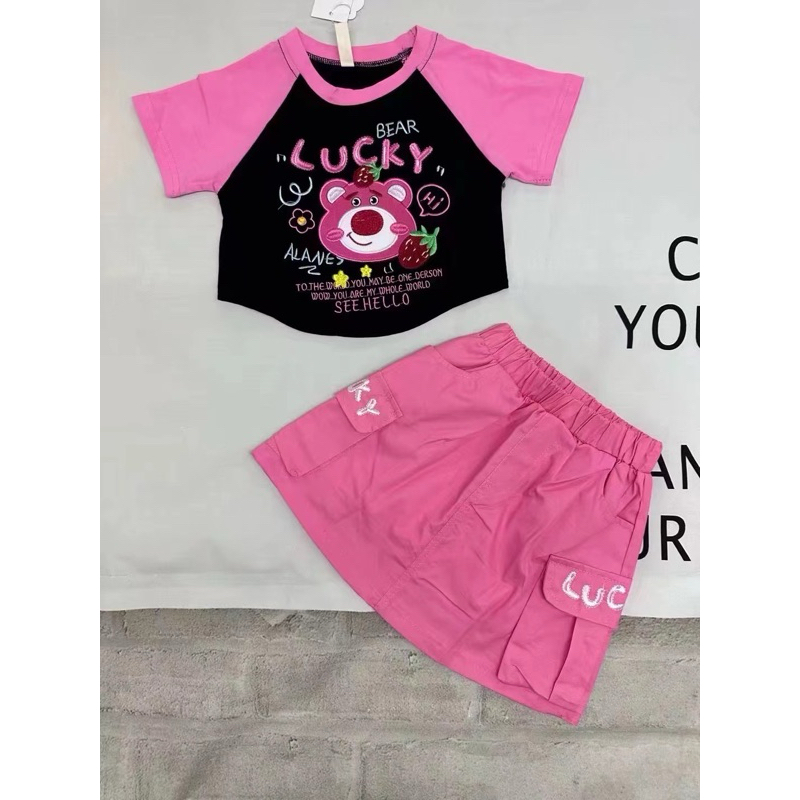 เด็ก3-10ขวบชุดเสื้อ Kuromi หมีLucky+กระโปรงcargo Size110-170พร้อมส่ง ...