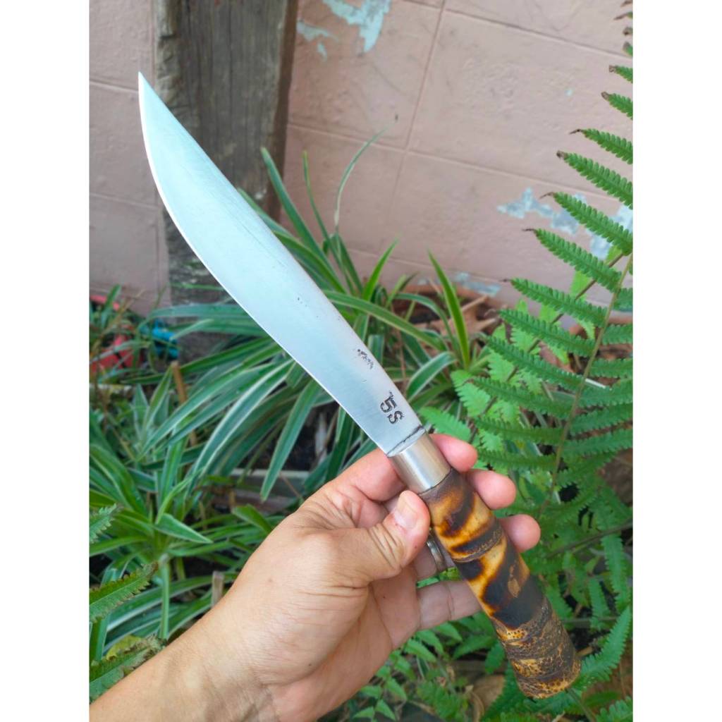 เหน็บ มีดซุย อีเหน็บ (E-Nep) มีดแคมป์ มีดเดินป่า 8” SUP9 ตีร้อนชุบแข็ง ผิวขัด ด้ามเหง้าไม้ไผ่ คอ ...