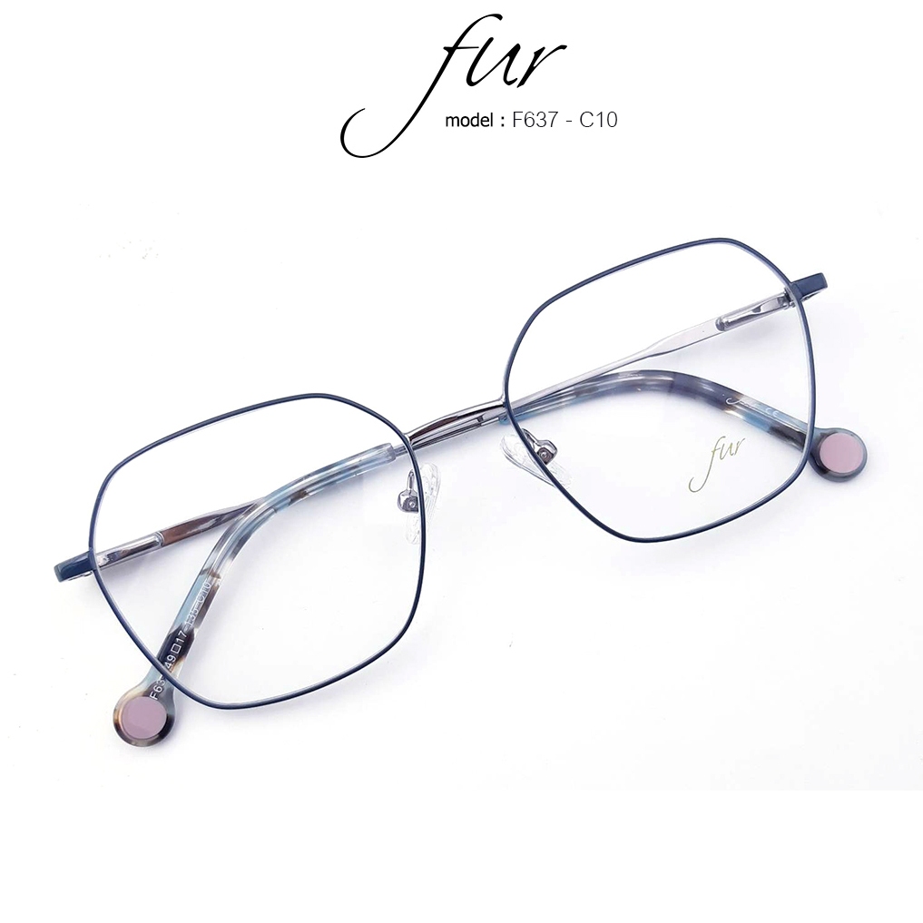 กรอบแว่นตา FUR รุ่น F637 - C10 เต็มกรอบสีเขียวอมเทา-ด้านในสีเงิน ...