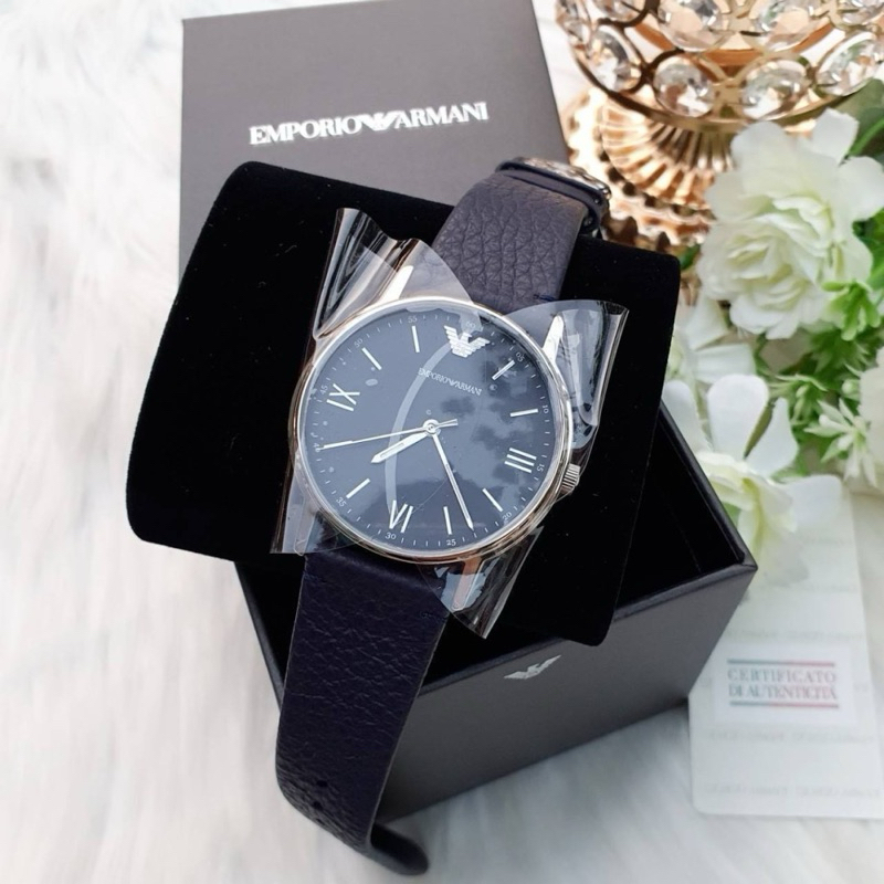 Emporio Armani AR11012 Three-Hand Blue Leather Watch /กันน้ำได้ 5ATM ...