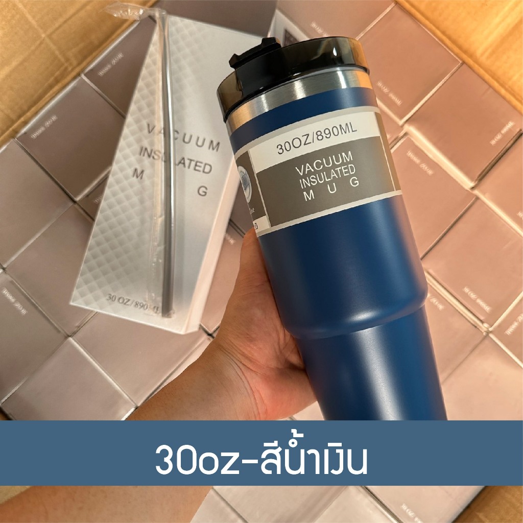 แก้วเก็บความเย็น ฝา2หัว 30oz รุ่นมีหูหิ้วมีหลอด เย็น304 เก็บความร้อน สแตนเลส พร้อมหลอด | Shopee ...