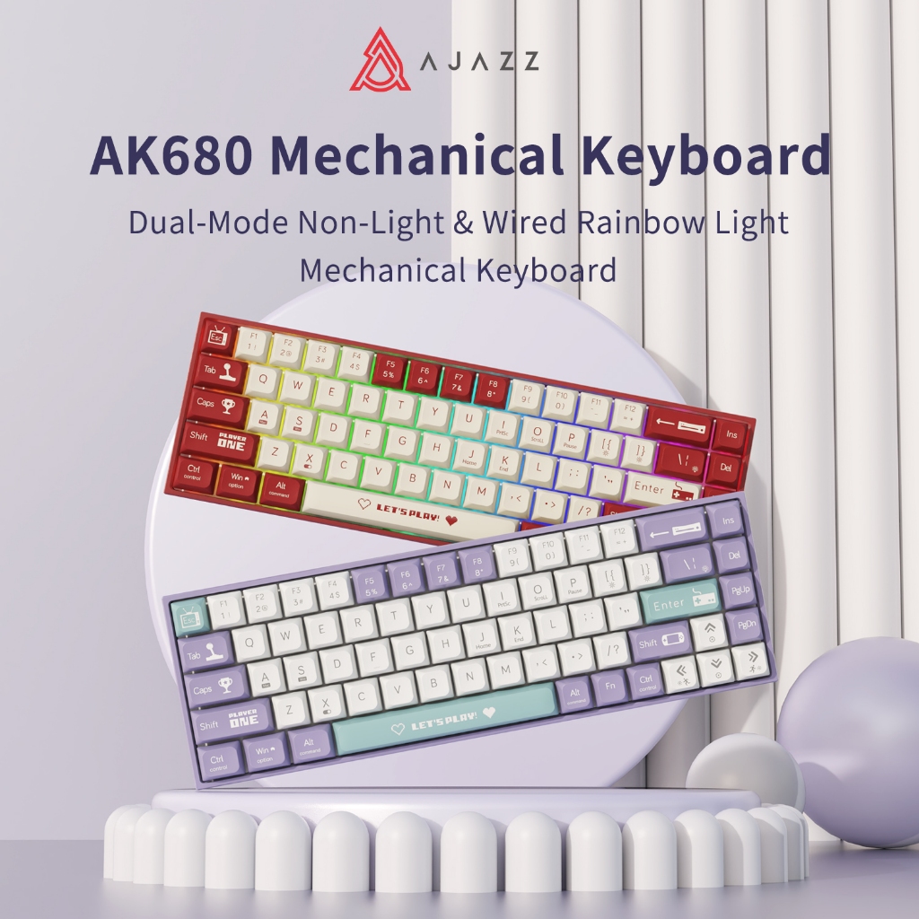 คีย์บอร์ดเกมมิ่ง AJAZZ AK680 ขนาด 68 คีย์ Pre-Lubed Switch Hotswap Mechanical Gaming Keyboard ...