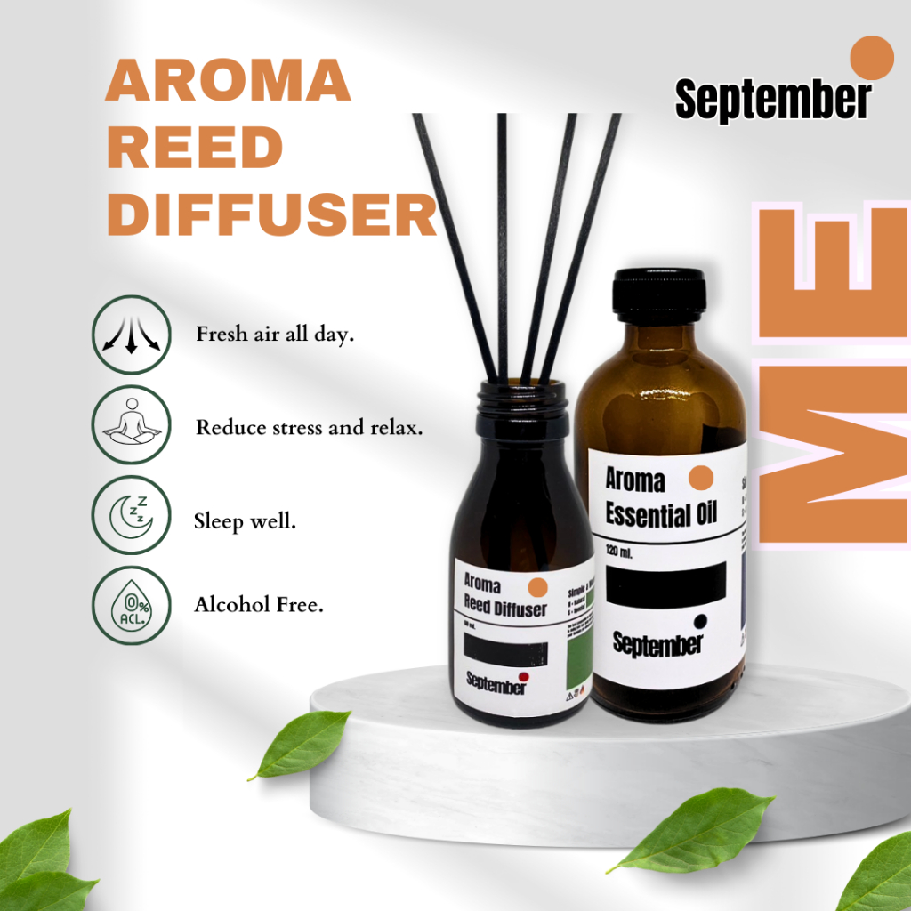 September ก้านไม้หอมปรับอากาศ กลิ่นมี (ME) Aroma Reed Diffuser Oil ขนาด 60ml./120ml. | Shopee ...