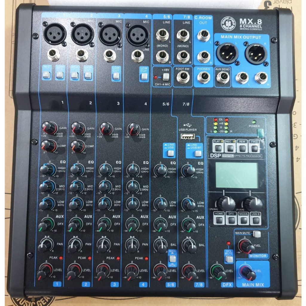 มิกส์เซอร์ TOPPPRO รุ่น MX8 ดิจิตอลเอฟเฟค แท้ ,USB,BT,Audio interface ...