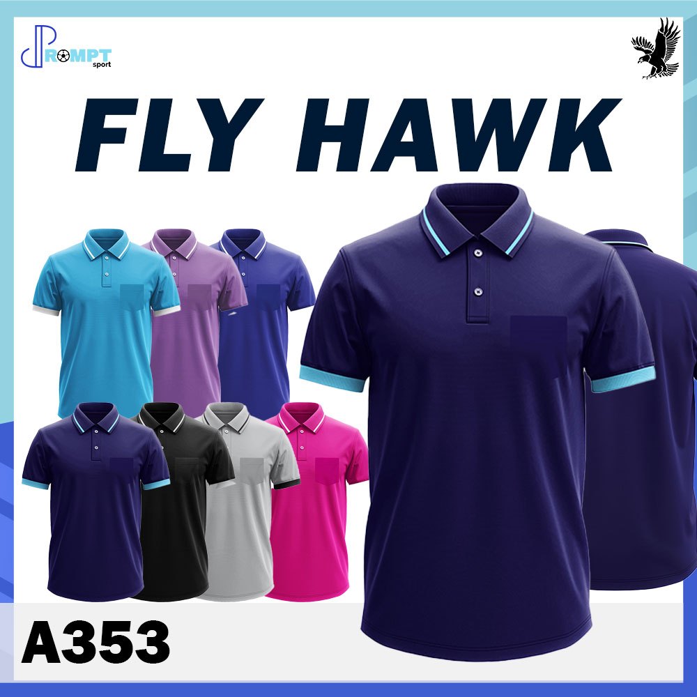 เสื้อโปโลชาย เสื้อคอปกแขนสั้น เสื้อโปโลสีพื้น FLY HAWK FLYHAWK รุ่น A353 ชุด 3 ของแท้ 100% ...