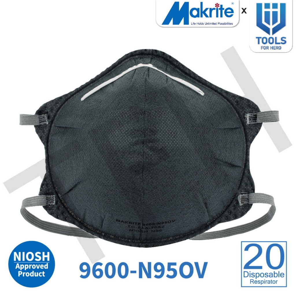 หน้ากากอนามัย Makrite รุ่น 9600-N95OV หน้ากากเอ็น 95 ป้องกันกันฝุ่นและมลภาวะทางอากาศ 1 กล่อง 20 ...