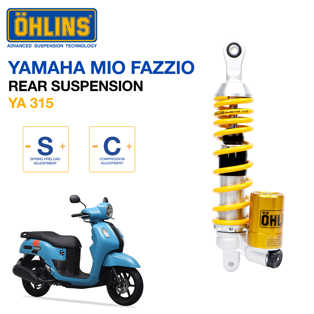 โช๊คหลัง ohlins YA 315 For Yamaha Fazzio | Shopee Thailand