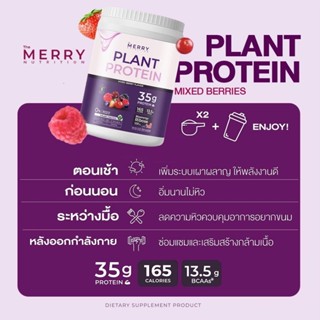 Merry Plant Protein โปรตีนพืช 5 ชนิด : รส Mixed Berry Flavor 1 กระปุก 2 ...