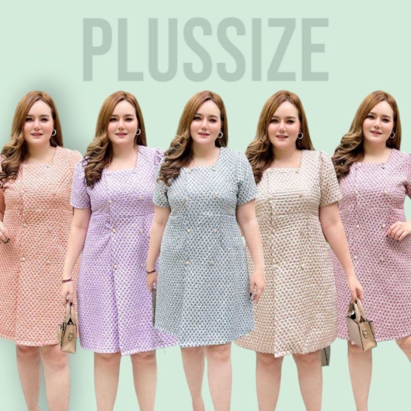 เดรสสาวอวบ ผ้าทอนูน3D ลายวาฟเฟิล สวยหรู ดูดี ดูไฮมากแม่ Peppermint Plussize (616) | Shopee Thailand