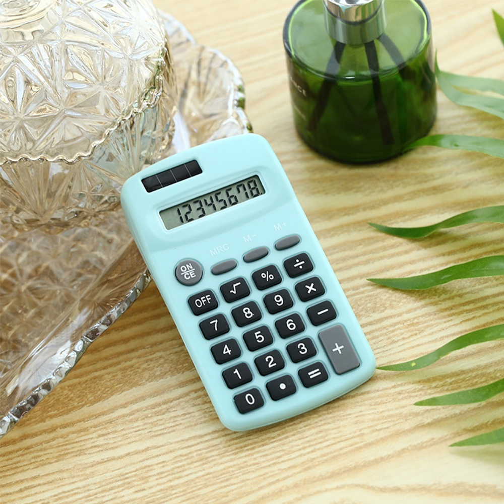 Mini Cute Calculator 8 Digits Display Solar & Battery Dual Power ...