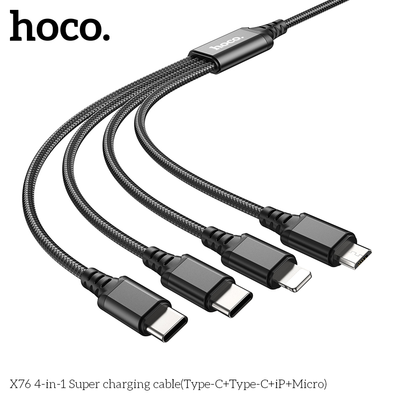 แท้100% ส่งไว รับประกัน1ปีเต็ม! Hoco X76 สายชาร์จแบบ 3i1 และแบบ 4in1 2A ...