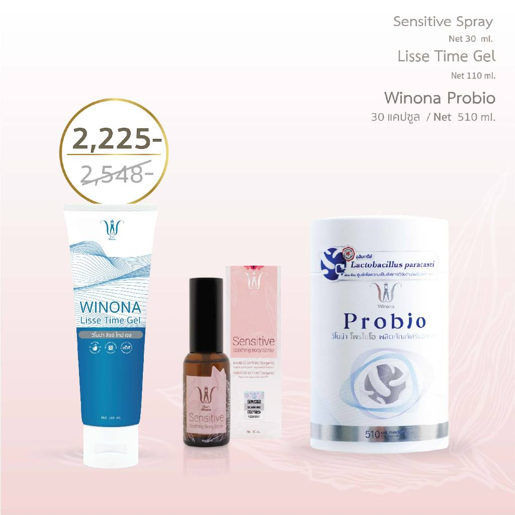 Winona (วิโนน่า)Set Sensitive Spray 30 ml +Lisse Time Gel 110 ml ...