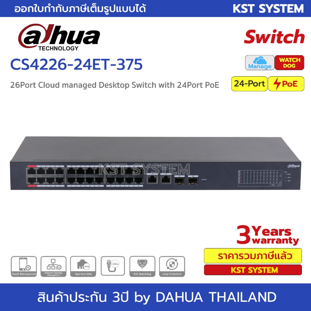 CS4226-24ET-375 Dahua 26-Port Cloud Managed Desktop Switch with 24-Port ...