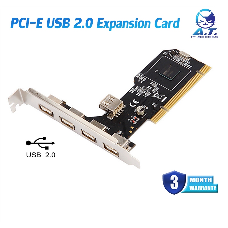 PCI-E USB 2.0 Expansion Card 4 Port การ์ดเพิ่มช่อง USB 2.0 | Shopee ...