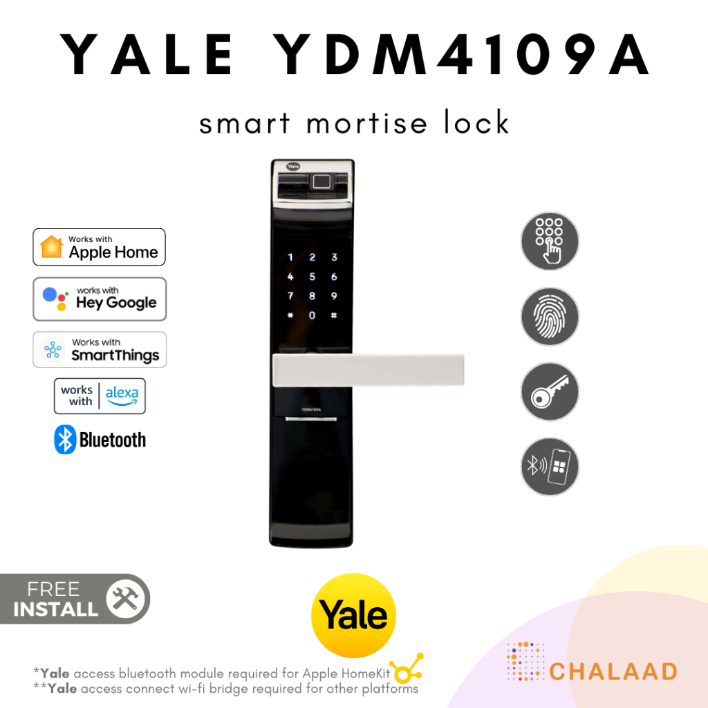 Yale YDM4109A Smart Mortise Lock (ติดตั้งฟรี!) ดิจิตอลล็อคแบบสแกน ...