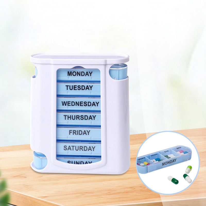 7 Days Medicine Pill Container Medical Pill Box 28 Grids Weekly Pill ...