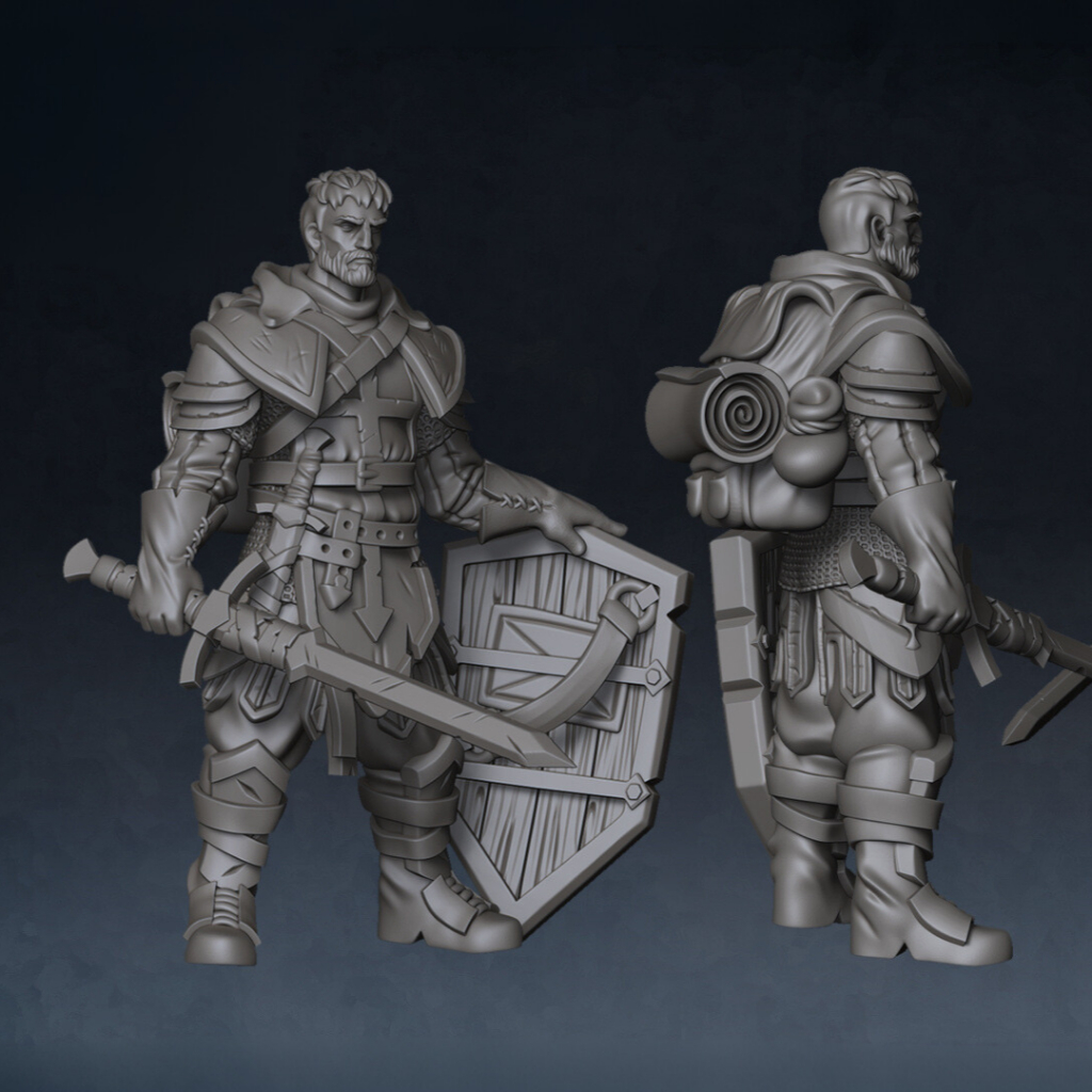 Paladin Traveler - Humanoid Human / 32mm scale 3D printed miniature RPM ...