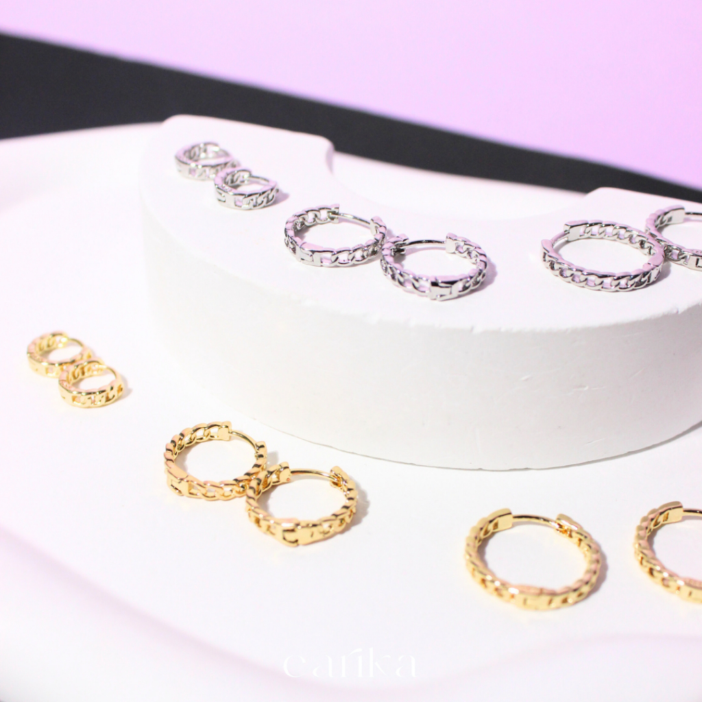 earika.earrings - chain hoop ต่างหูเงินแท้ (มีให้เลือก 2 สี 2 ขนาด ...