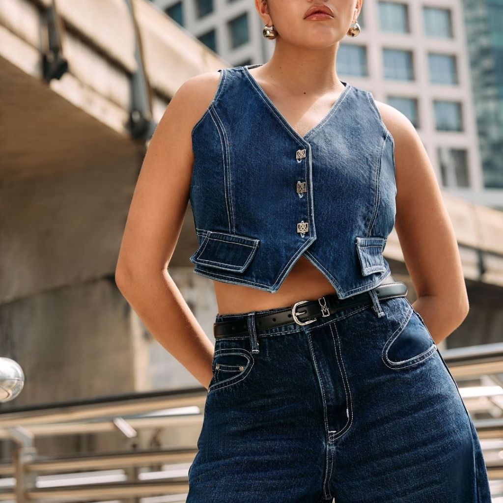 Merge Official - M Denim Vest 2 Colors (พร้อมส่ง) | Shopee Thailand