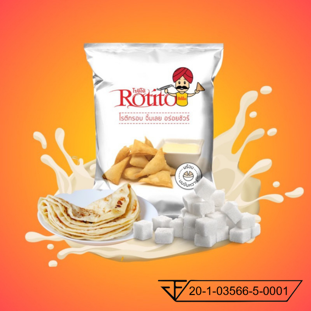 Rotito โรตีโต้ โรตีกรอบ รูปทรงสามเหลี่ยม พร้อมนมข้น และ น้ำตาล ขนาดแพ็ค ...