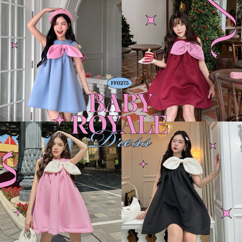 FLAT2112 FF0275 : BABY ROYALE DRESS เดรสแขนกุด มีโบว์สำเร็จรูป ทรงสวย ...