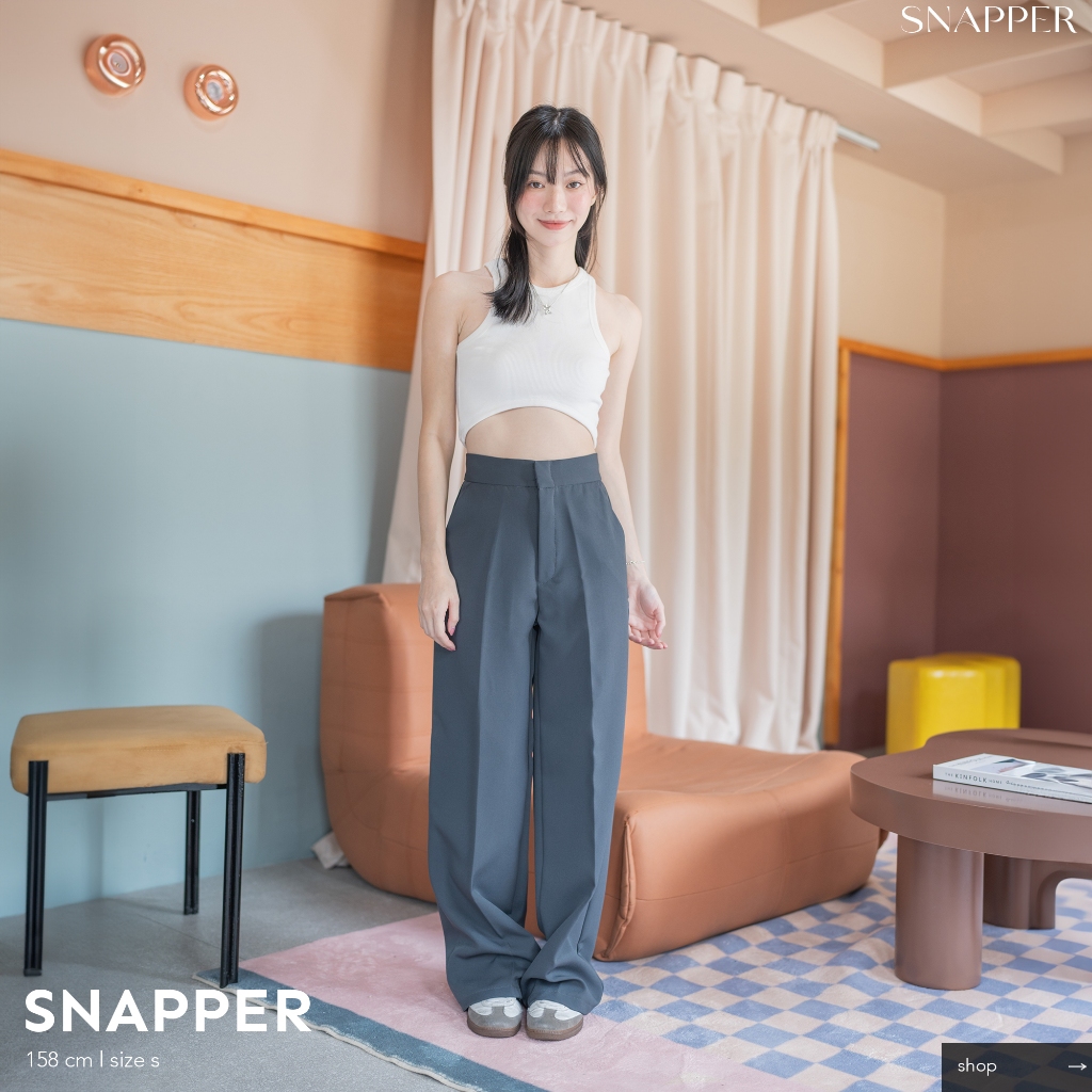 snapper _SP004 กางเกงขายาว กระบอกกลาง ตะขอหน้า เอวสูง ใส่แล้วสูงมากผ้าหนาไม่บางอยู่ทรงควรมีติด ...