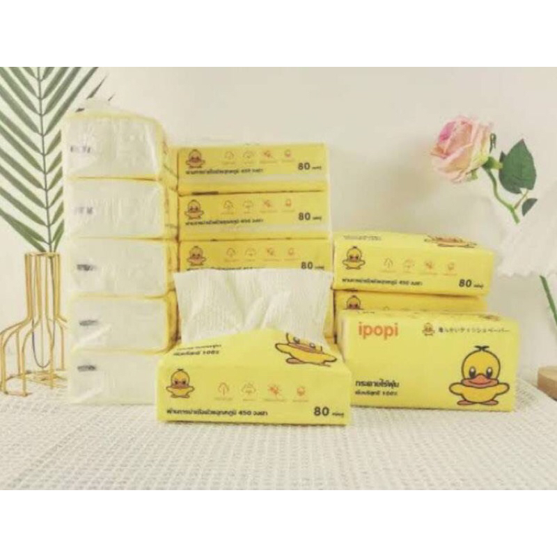 Ipopi ทิชชู่น้องเป็ด 80แผ่นคู่ หนา2ชั้น 1หิ้วมี5ห่อ | Shopee Thailand