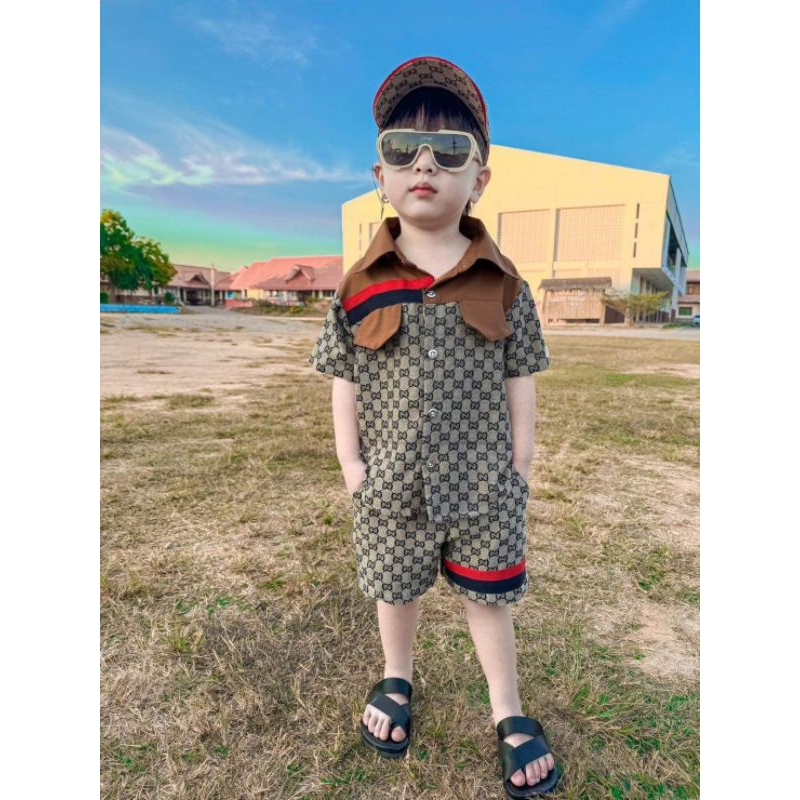 ชุดเซ็ทเด็กลายGG,dior เนื่อผ้าทอ เท่สุดๆของต้องมีน๊า | Shopee Thailand