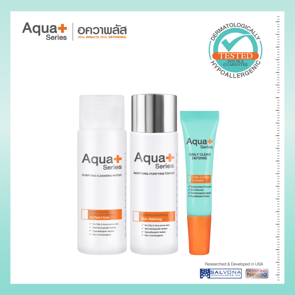 (GZBA38G ลดเพิ่ม 200) Aqua+ Series 3 Steps Acne Solution (Cleansing ...