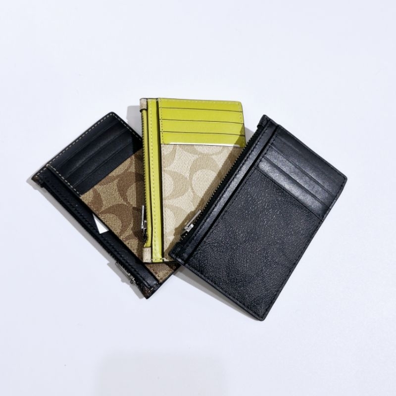 ใส่บัตร COAC ZIP CARD CASE COLORBLOCK IN SIGNATURE CANVAS | Shopee Thailand